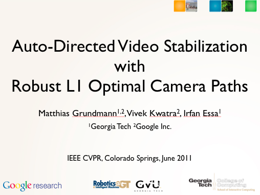 Auto-Directed Video Stabilization with Robust L1 Optimal Camera Paths