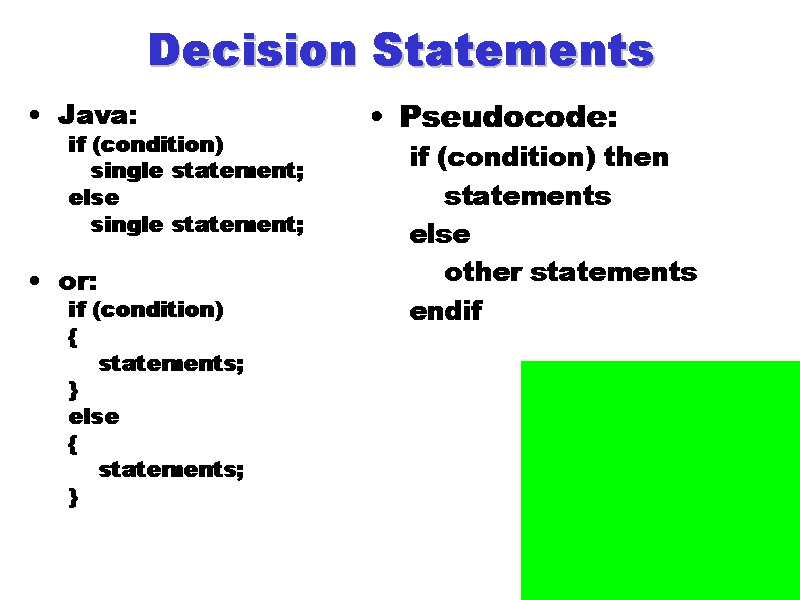 Decision Statements
